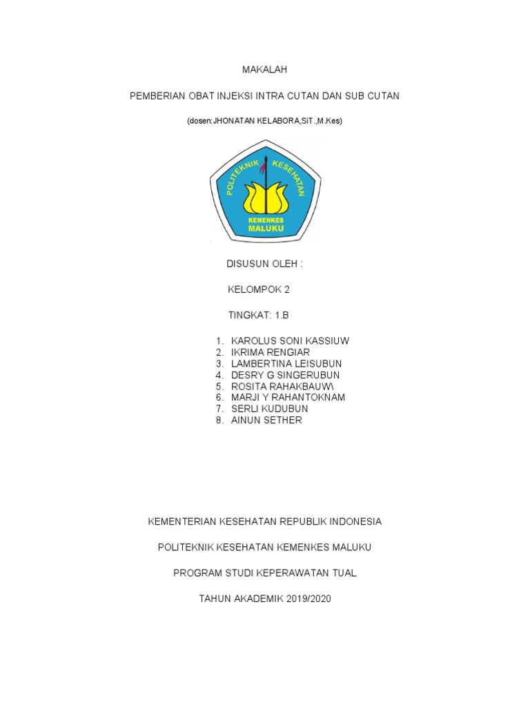 Makalah Pa Kela Injeksi Sub Cutan Dan Intra Cutan | PDF | Pengembangan ...