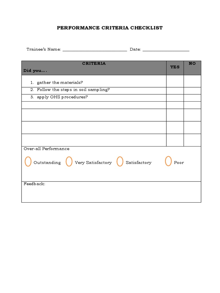 Performance Criteria Checklist11.24 | PDF