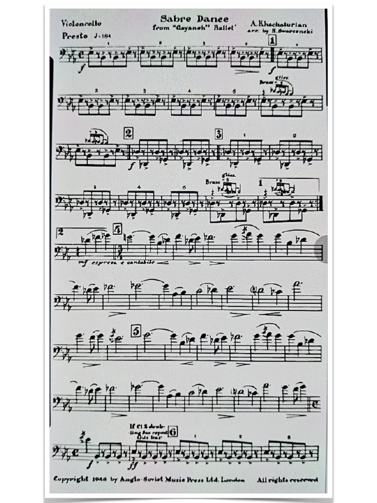 Cello-Sabre Dance | PDF