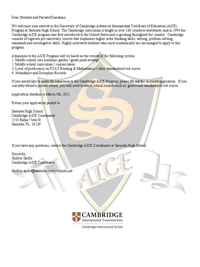 Shs Aice Application | PDF | Standardized Tests | Test (Assessment)