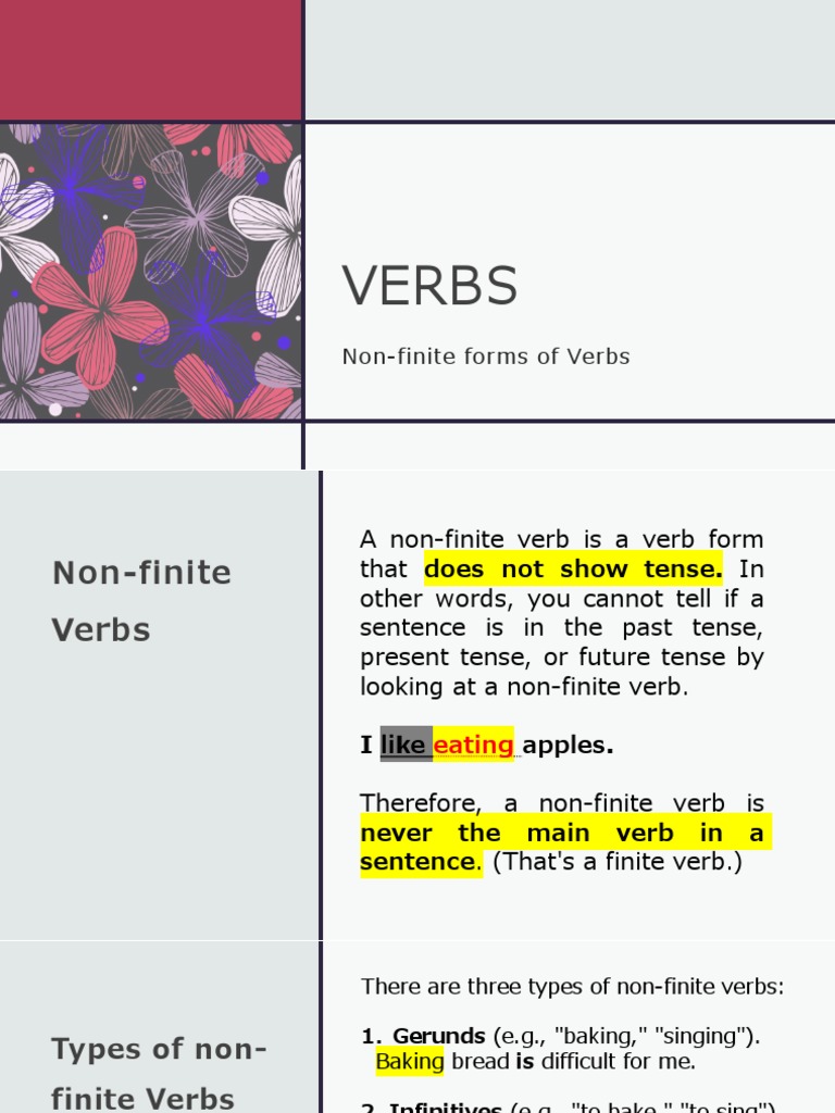 Verbs Non-Finite Forms | PDF | Verb | Morphology