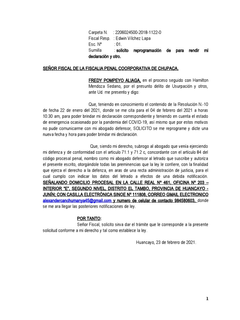 Reprogramacion para Declaracion | PDF