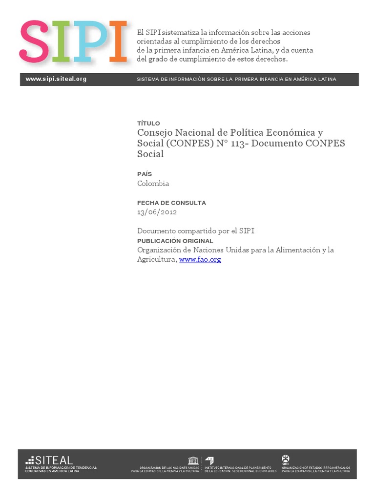 Conpes 113 Politica SAN | PDF | Seguridad alimentaria | Alimentos