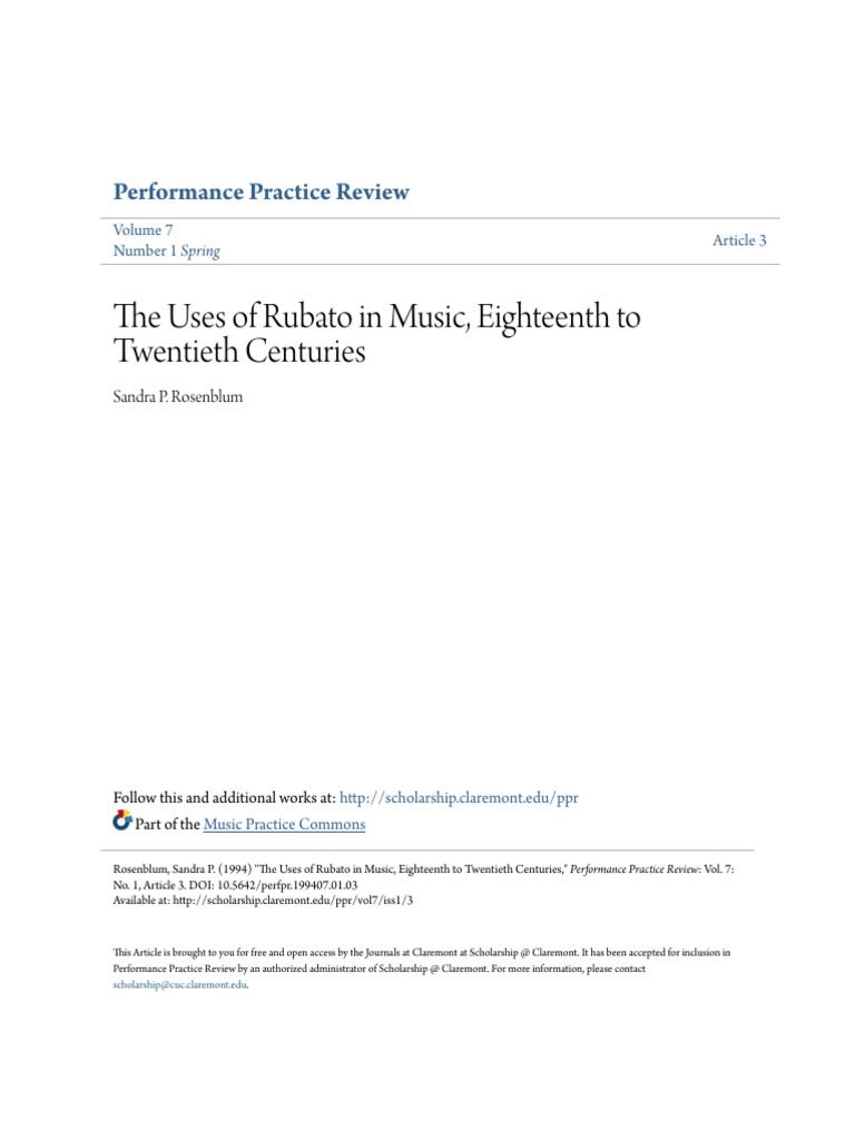 The Uses of Rubato in Music, Eighteenth To Twentieth Centuries ...