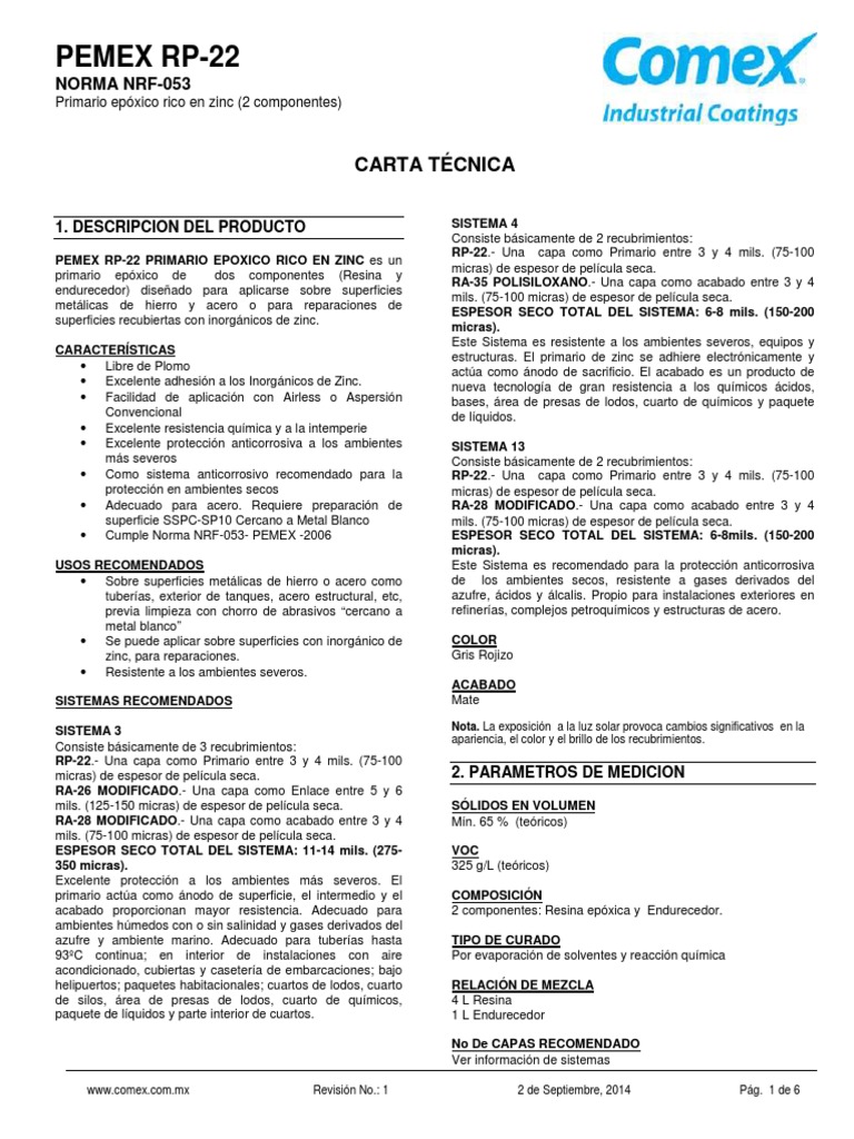Pemex RP-22 | PDF | Temperatura | Zinc