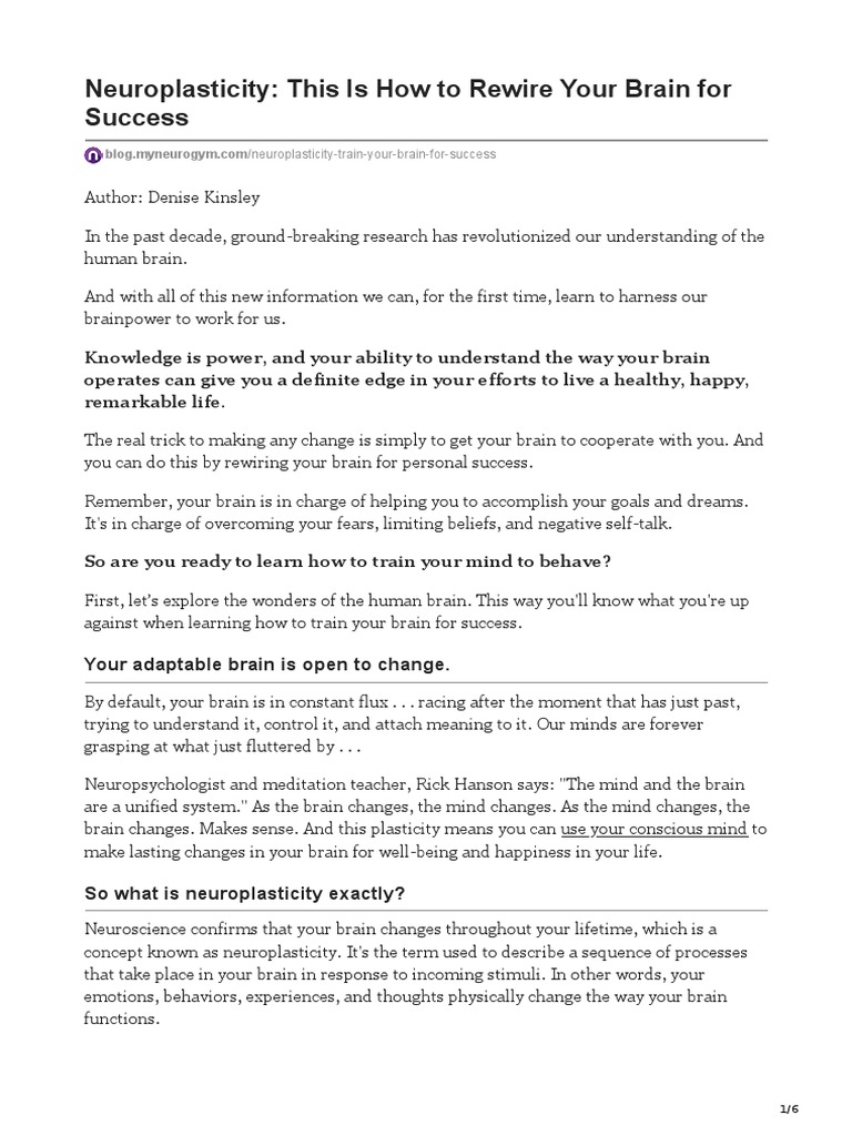 Rewire Your Brain for Success | PDF | Neuroplasticity | Mind