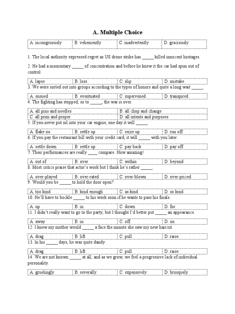 A - Multiple Choice | PDF