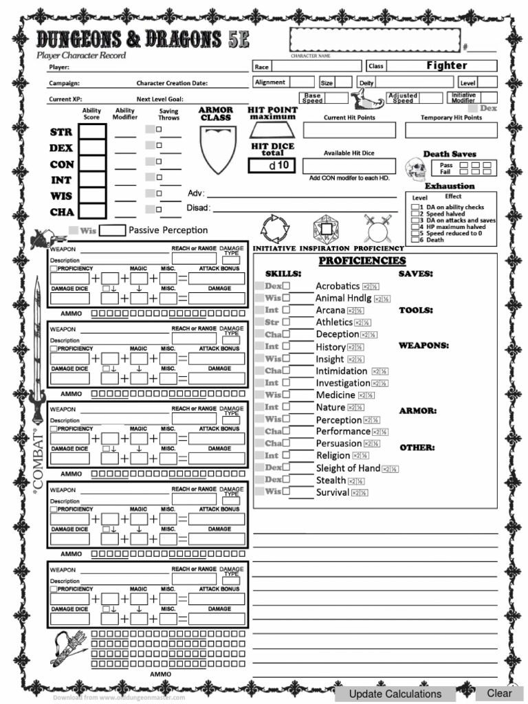 Character Sheet - Fighter | PDF
