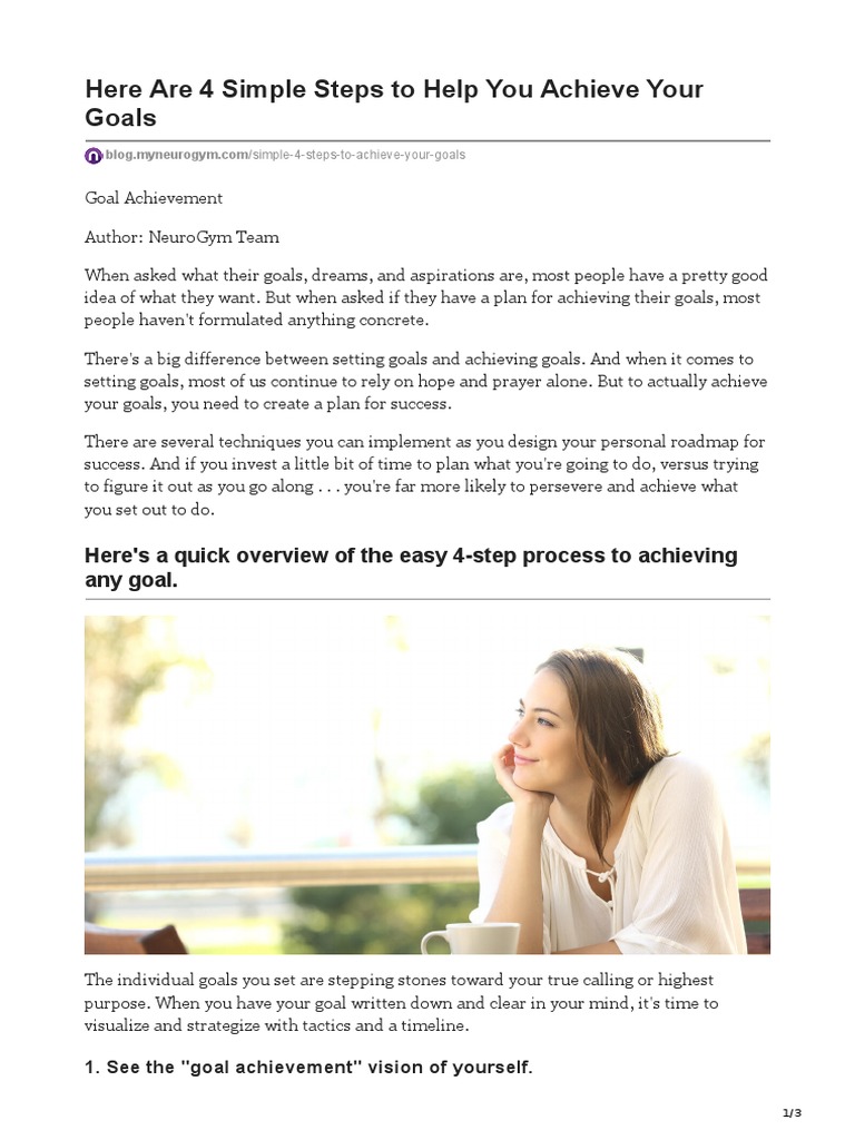 4 Steps to Achieve Your Goals | PDF | Goal | Motivation