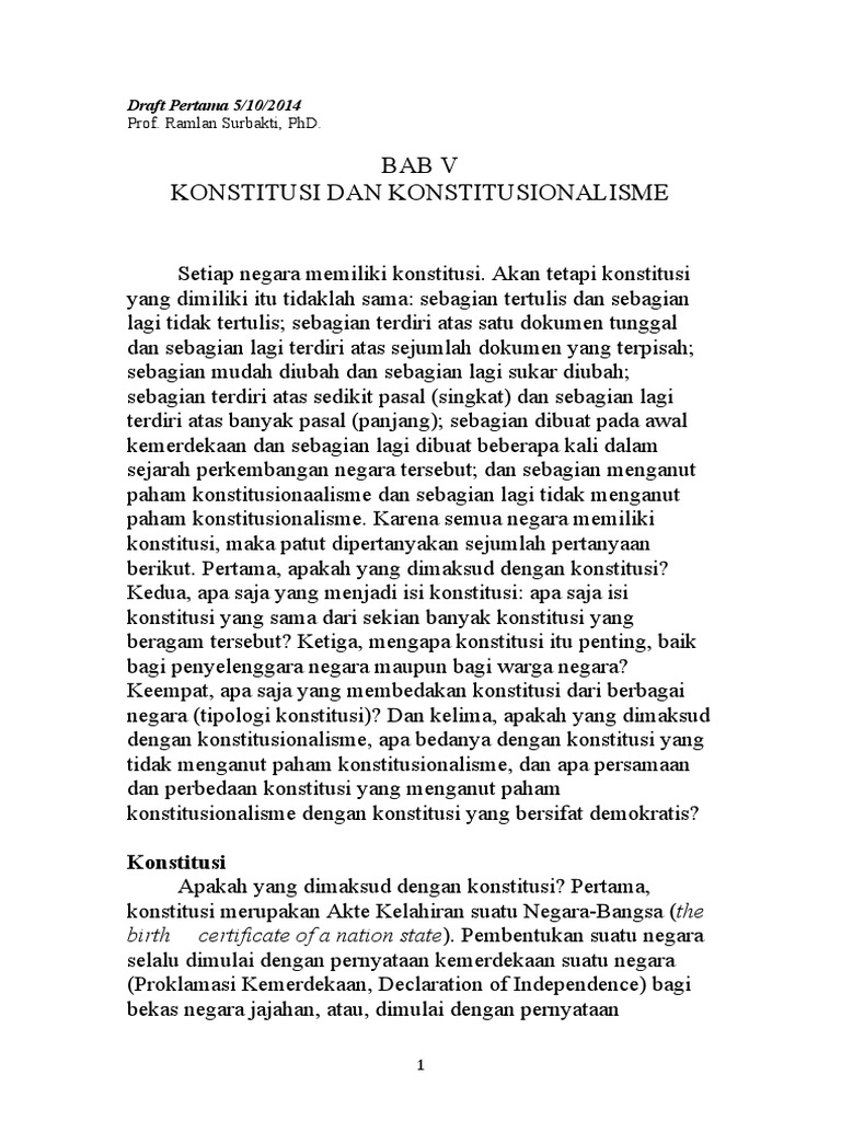 Konstitusi Dan Konstitusionalisme | PDF