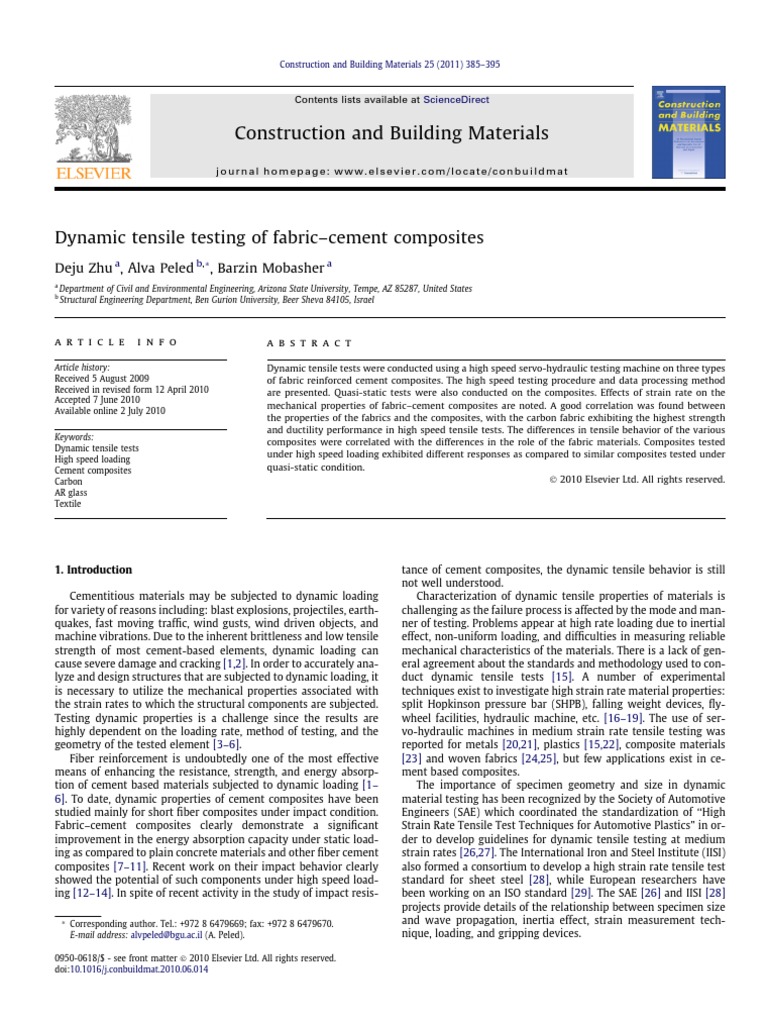 Dynamic Tensile Testing of Cement Composites | PDF | Composite Material ...
