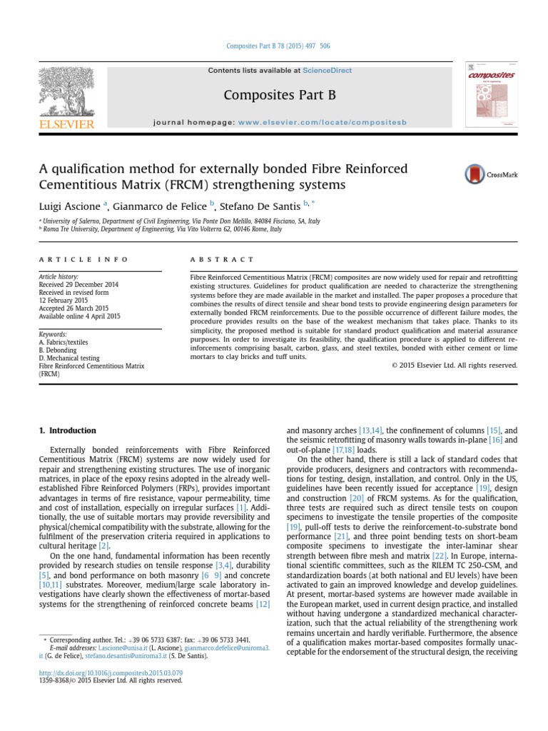 A Qualification Method of Externally Bonded FRCM Strengthening Systems ...