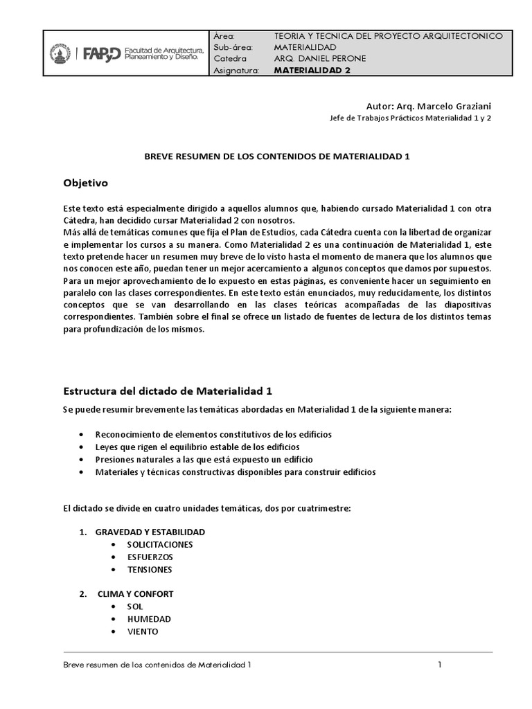 Resumen de Contenidos de Materialidad 1 | PDF | Hormigón | Clima