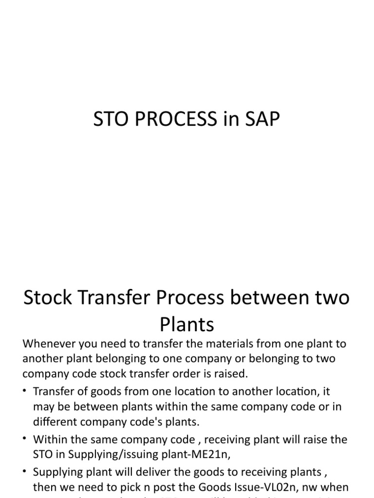 STO Process in SAP | PDF