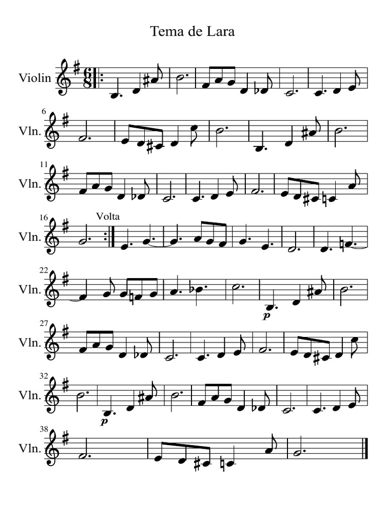 Violin Sheet Music: Tema de Lara | PDF