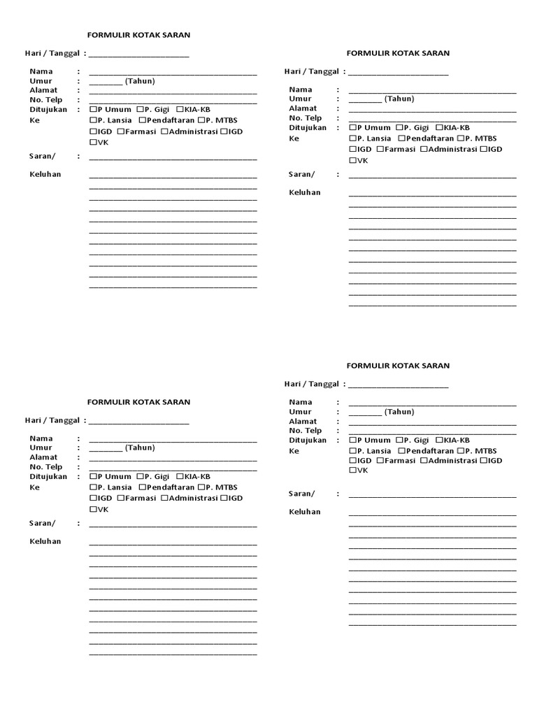 Form Kotak Saran | PDF | Bisnis