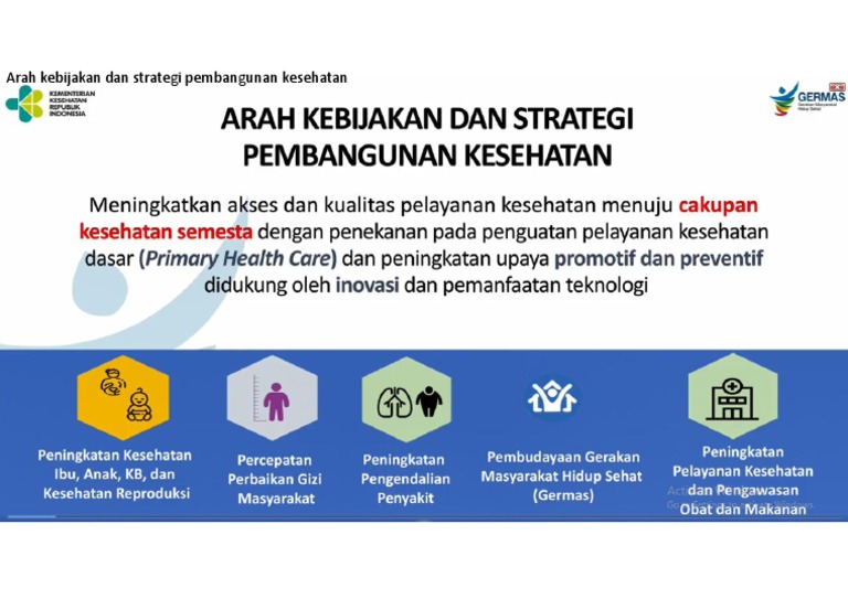 Arah Kebijakan Dan Strategi Pembangunan Kesehatan | PDF