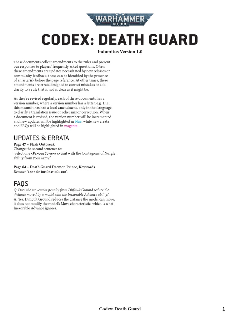 Death Guard Codex Updates & Errata | PDF | Games & Activities | Computers