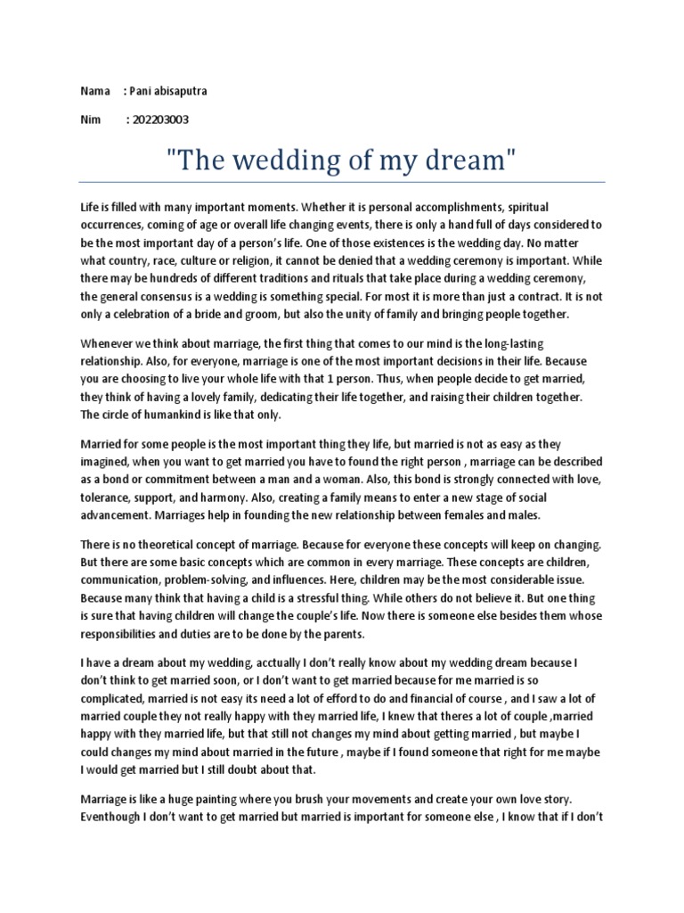 Essay Wedding | Download Free PDF | Wedding | Marriage