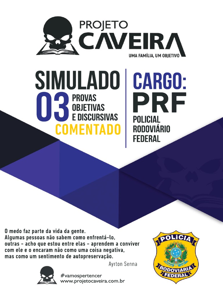 03 - Simulado - Comentado - Cargo PRF - Projeto Caveira | PDF | Homicídio | Crime e Violência