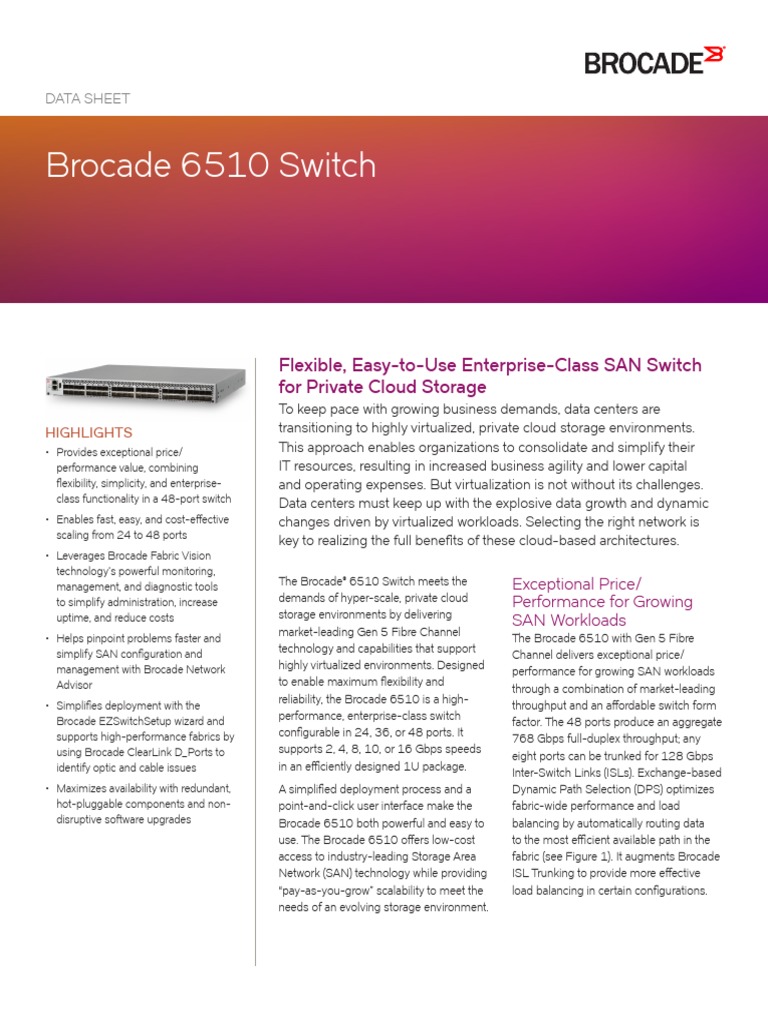 Brocade 6510 Switch: Flexible, Easy-to-Use Enterprise-Class SAN Switch ...
