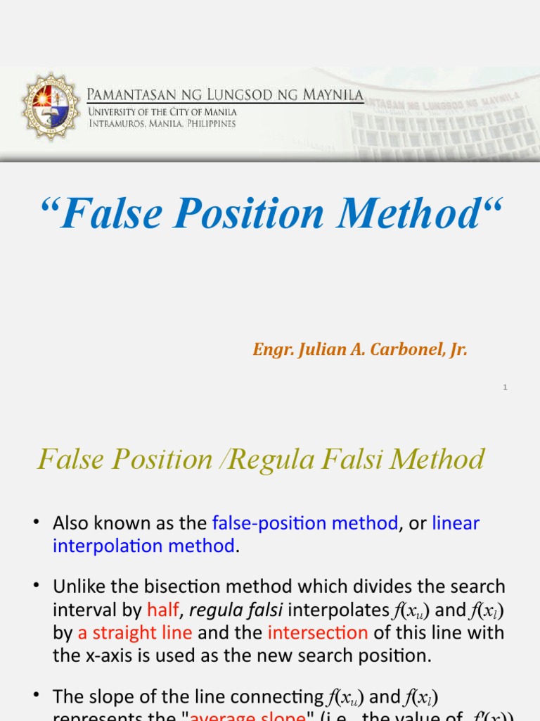 "False Position Method": Engr. Julian A. Carbonel, JR | PDF ...