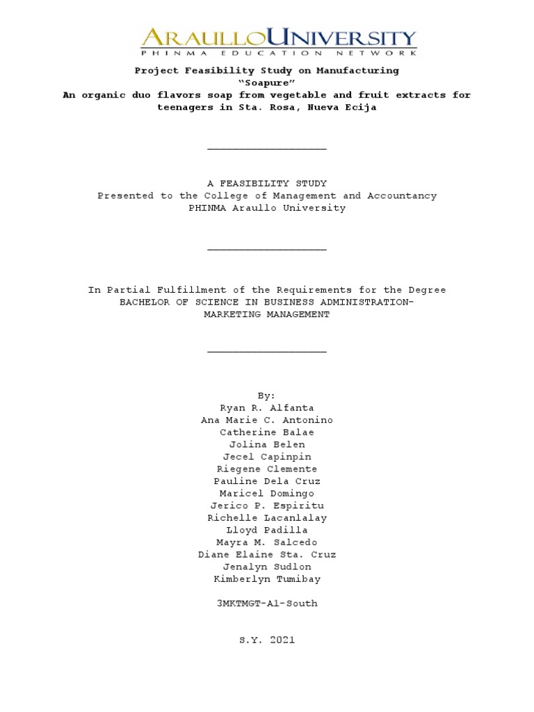 Feasibility Study for Soapure Organic Soap | PDF | Survey Methodology ...