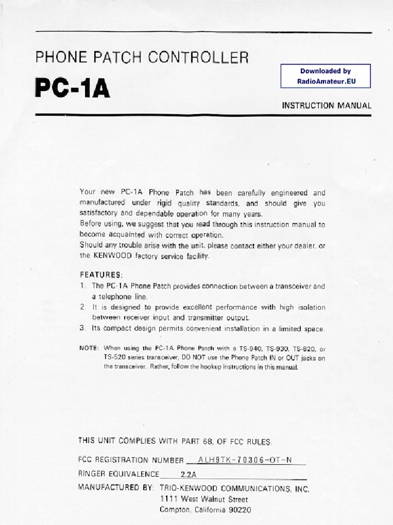 Kenwood PC-1A Owners Manual | PDF