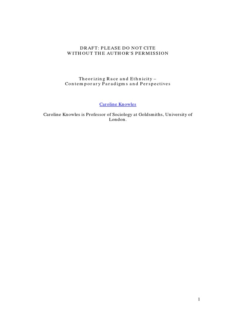 KNOWLES Caroline Theorizing Race and Ethnicity Contemporary Paradigms ...