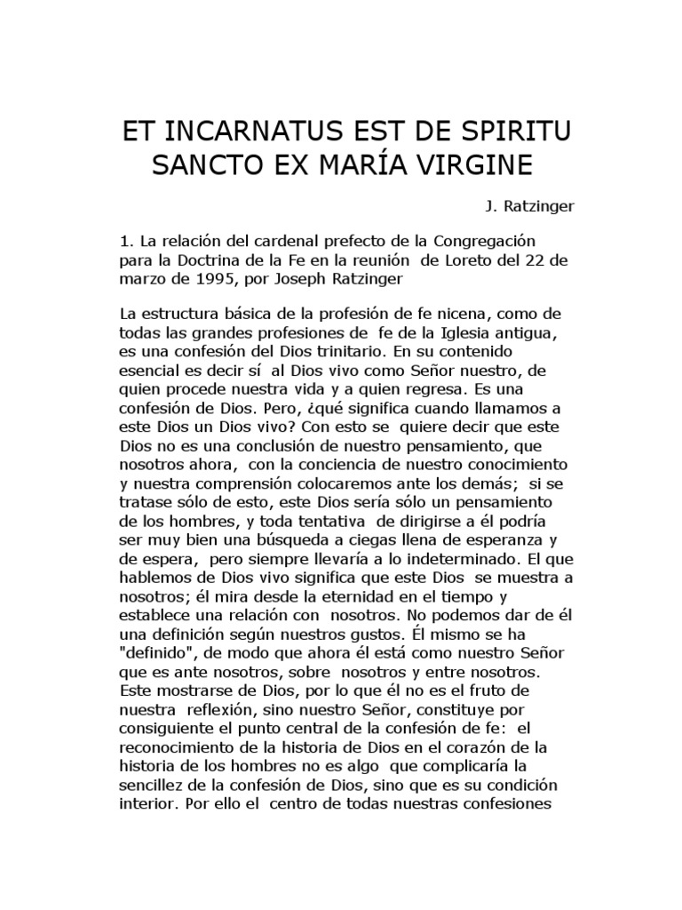 06 Et Incarnatus Est de Spiritu Sancto Ex María Virgine | PDF | Filosofía