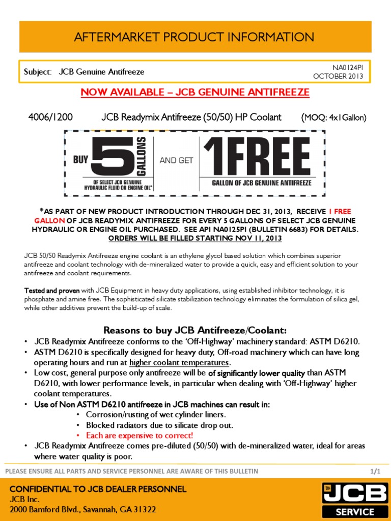 JCB Genuine Antifreeze | PDF | Chemical Engineering | Internal ...