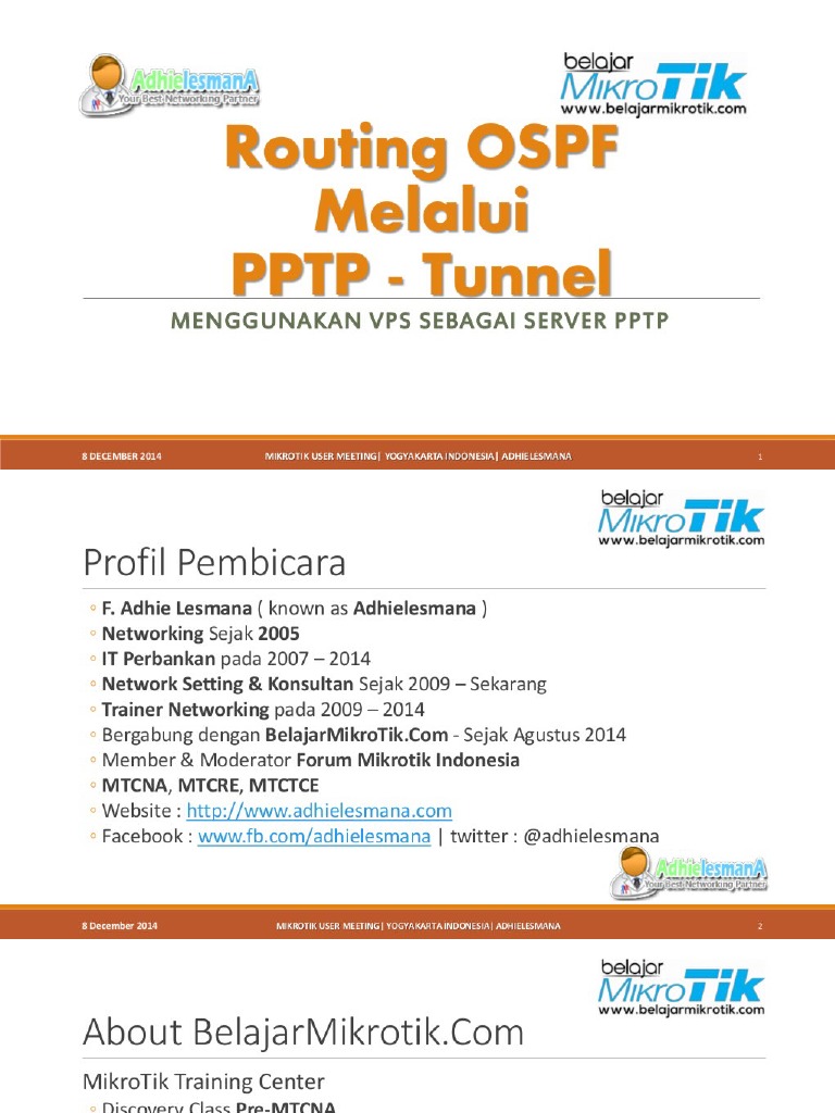 Mikrotik Routing Ospf Over PPTP Tunnel | PDF