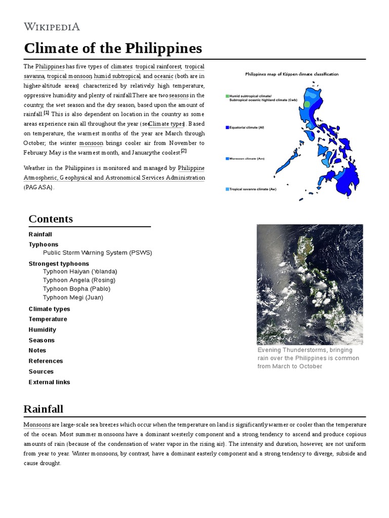 Climate of The Philippines: Rainfall Typhoons Strongest Typhoons | PDF ...