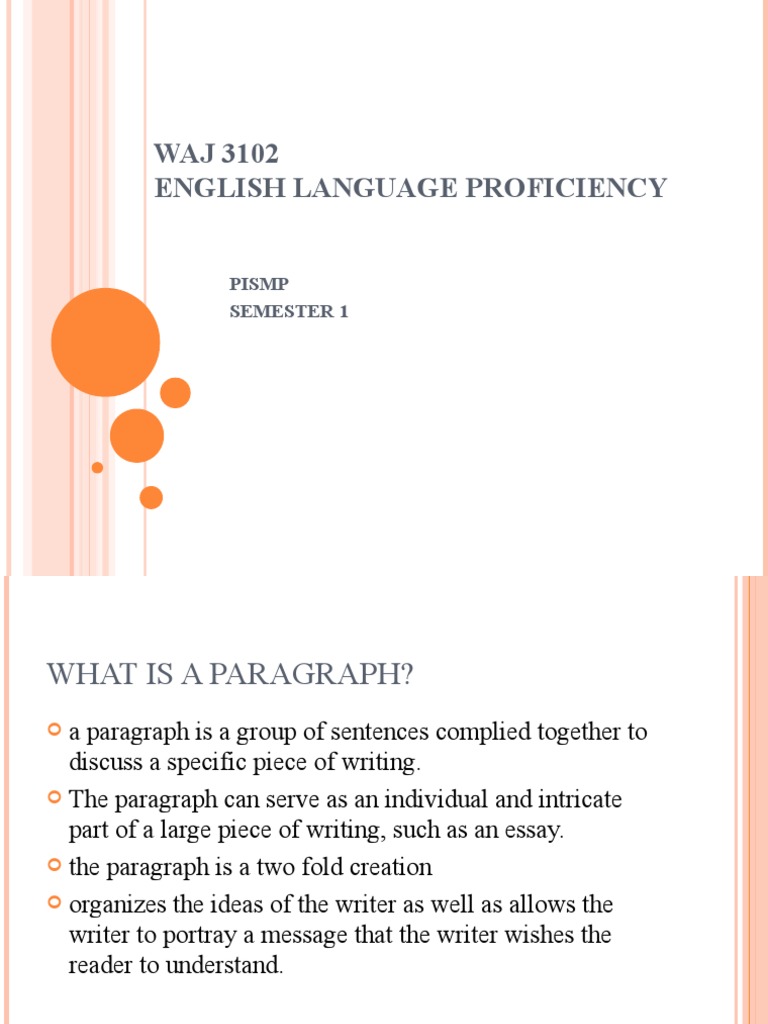 WAJ 3102 English Language Proficiency: Pismp Semester 1 | PDF ...