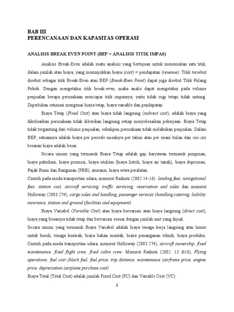 Bab III Perencanaan Dan Kapasitas Operasi | PDF