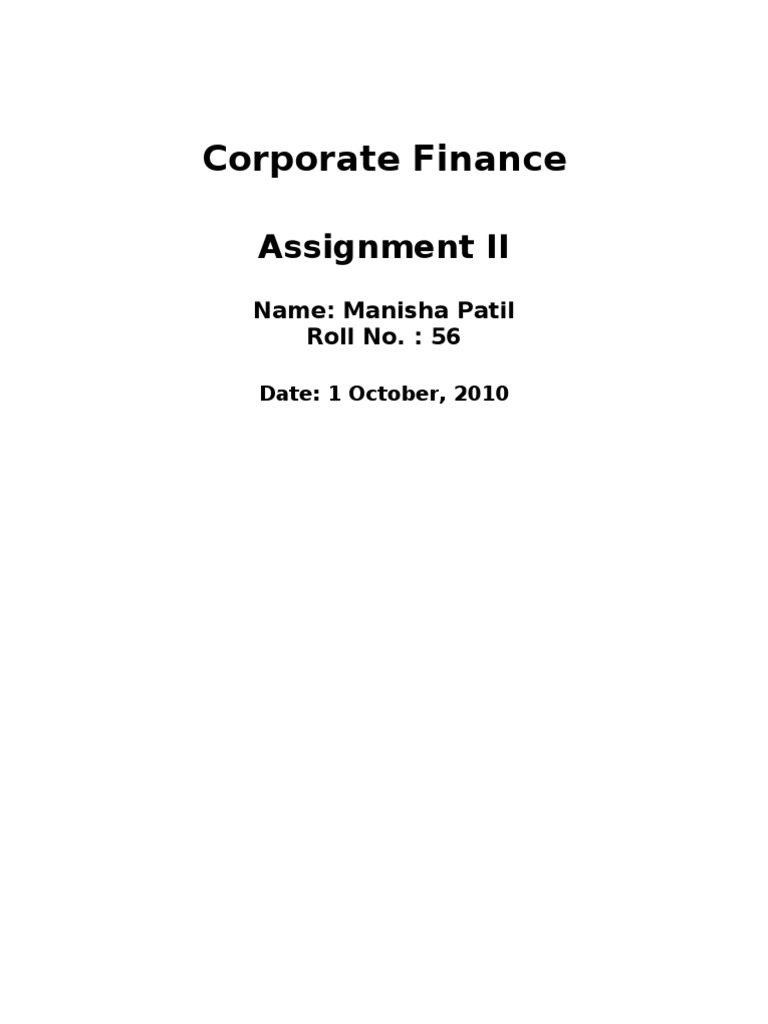 Corporate Finance Assignment 2 | PDF | Stocks | Dividend