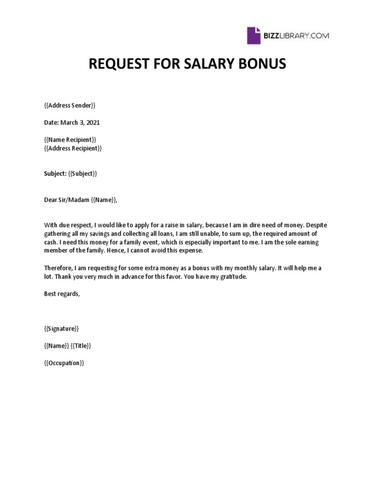 Salary Increase Application Salary Increase Request Letter Template