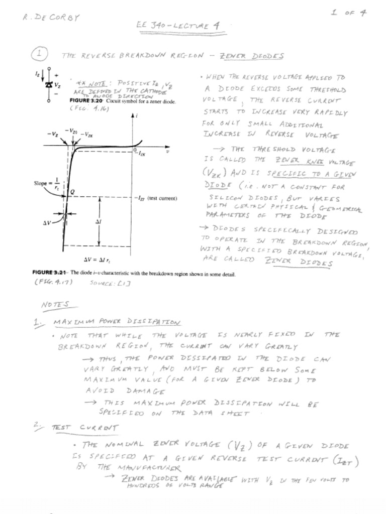 Circuit Symbol For A Zener Diode: - La. (Test Current | PDF