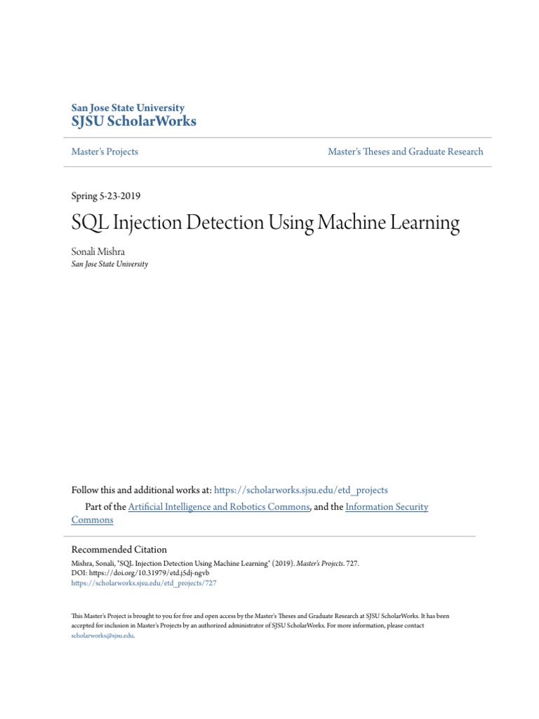 SQL Injection Detection Using Machine Learning | PDF | Machine Learning ...