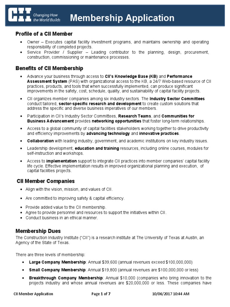 Membership Application: Profile of A CII Member | PDF | License ...