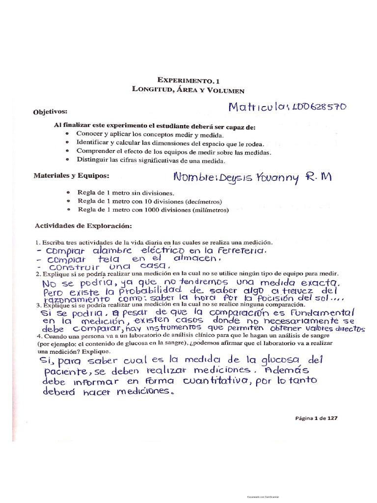 Práctica de Los Resultados Del Experimento #1 | PDF