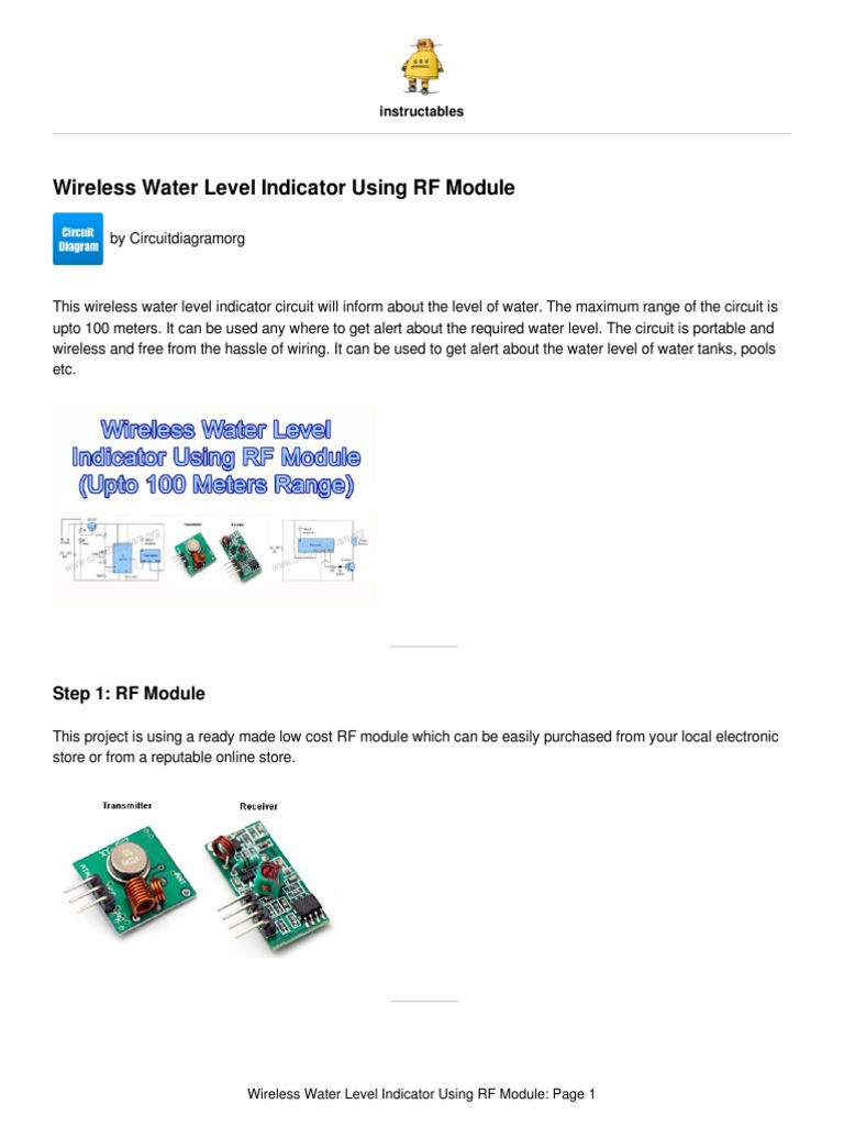 Wireless Water Level Indicator Using RF Module | PDF