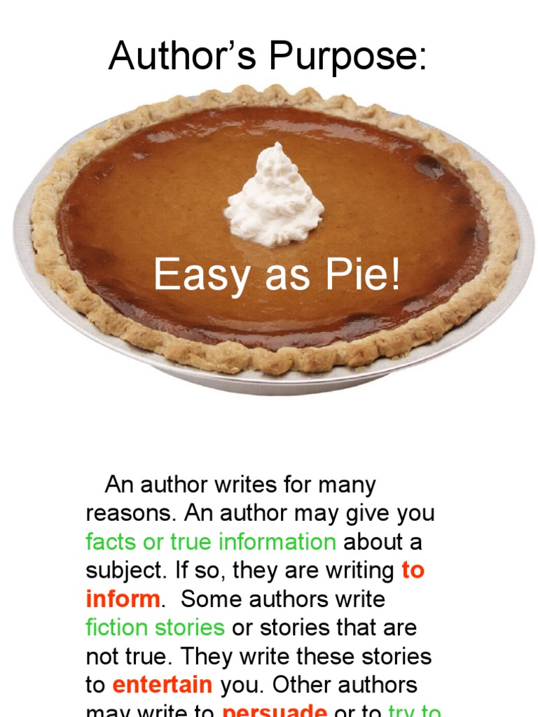 Author's Purpose:: Easy As Pie! | PDF | Little House On The Prairie
