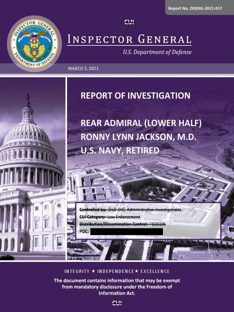 Rep. Ronny Jackson DOD IG Report | PDF | Witness | Beverages