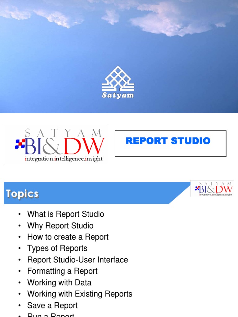 Cognos8 Report Studio | PDF