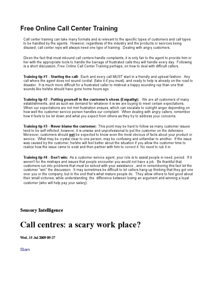 Call Centre Training | PDF | Competence (Human Resources) | Expert