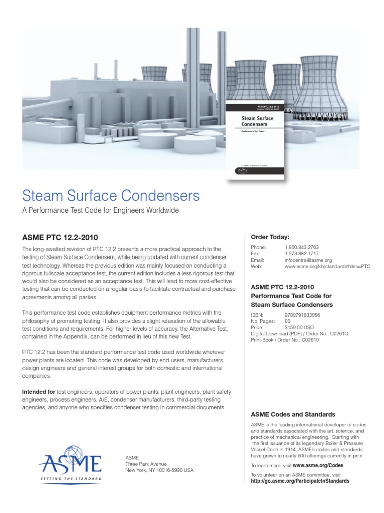 Steam Surface Condensers: ASME PTC 12.2-2010 | PDF | Boiler | Engineer