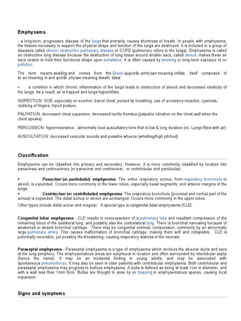 EMPHYSEMA | PDF | Lung | Chronic Obstructive Pulmonary Disease