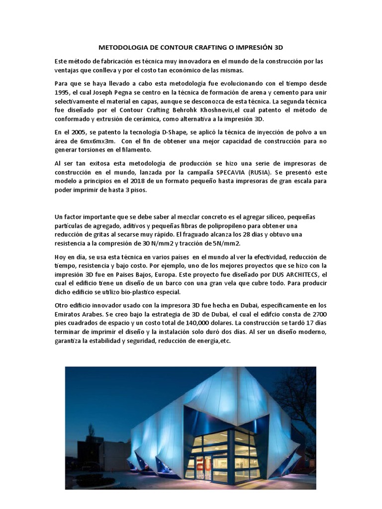 METODOLOGIA DE CONTOUR CRAFTING O IMPRESIÓN 3D | PDF | Impresión 3d ...