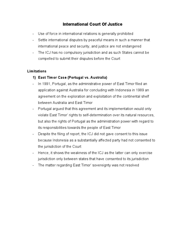 ICJ: Use of Force and Case Studies | PDF | Travel